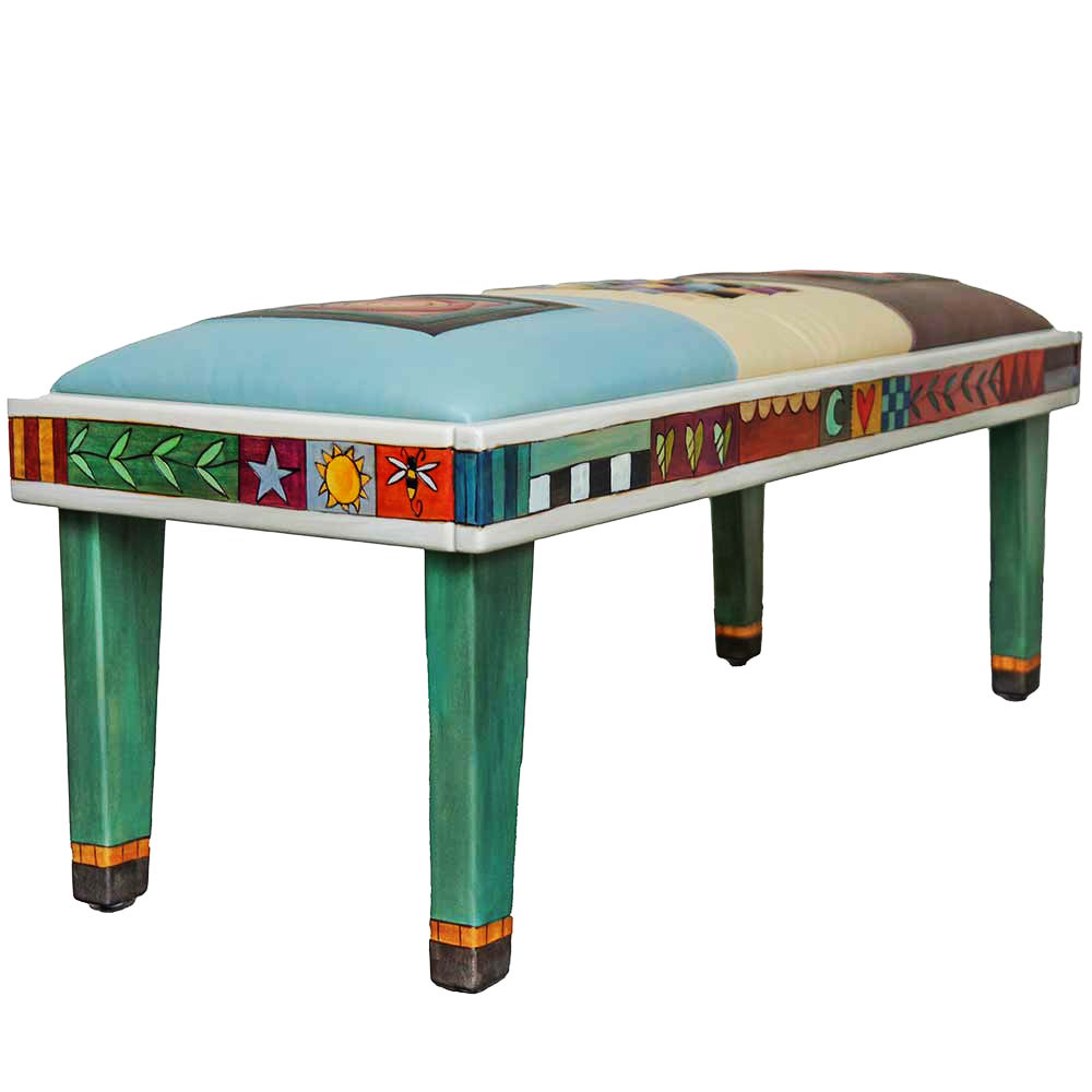 Tri-Color Leather Bench