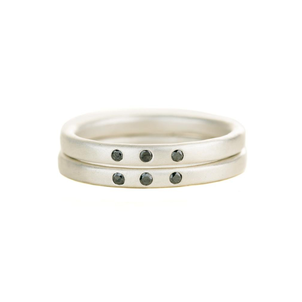 Jane Stack Ring - Argentium Silver & Black Diamonds