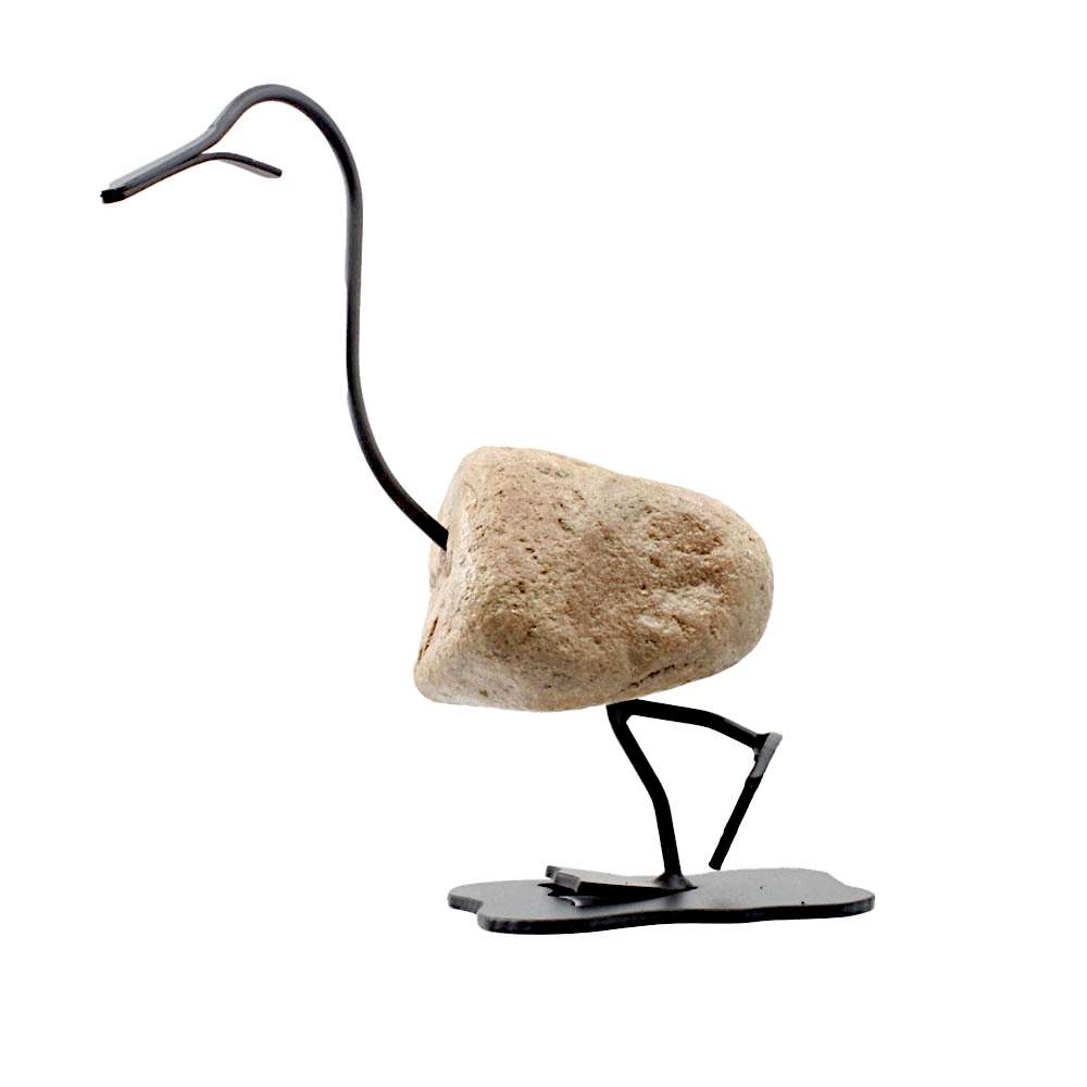 Baby Duck Rock & Metal Sculpture