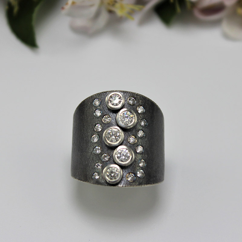 Silver and Diamond Sparkle Adelle Ring by Rene Escobar