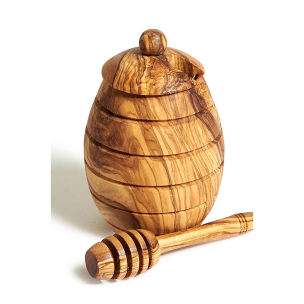 Natural Olive Wood Honey Jar