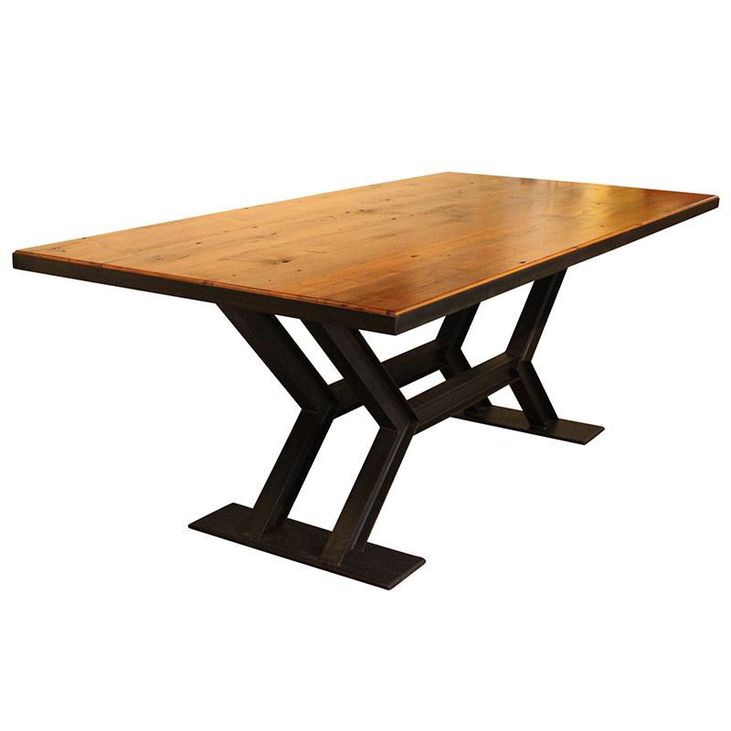 Double Steel Wood Dining Table