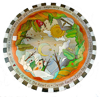 Black Checkered Seasonal Lazy Susan - Sticks