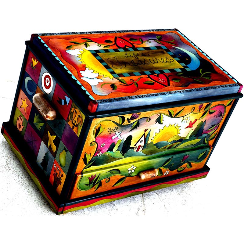 Sticks Wood Trunk Chest with Drawer