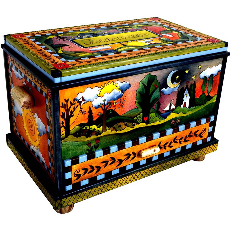 Sticks Wooden Trunk Chest with Drawer