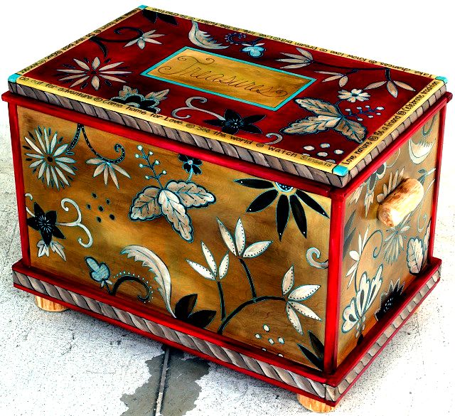 Floral Painted Wood Chest