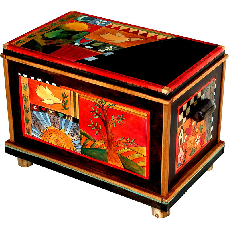 Nature Painted Wood Chest | Sticks