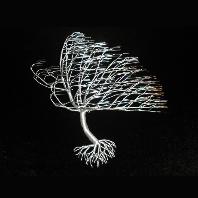 Wire Sculptures | Windswept Aluminum Wall Tree | Randy Adams